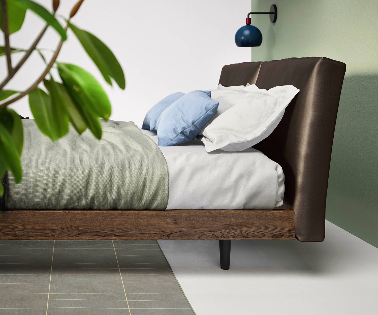 Novamobili Design Bett Nido 160 x 200 cm Kopfteil Echtleder